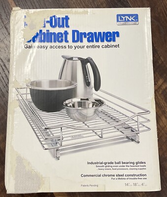 Lynk 401418 Roll Out Wire Rack for Cabinet Drawer 14" x 18" Chrome New ...