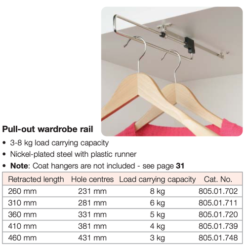 HAFELE WARDROBE RETRACTABLE PULL OUT RAIL HANGING STORAGE | eBay