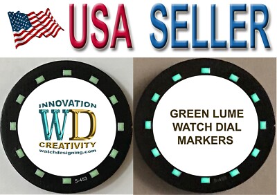 Watch Green LUME Dial Hour Markers 12 Indices Indexes Numerals Bars ...