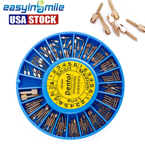 120pcs Dental Endodontic Screw Post Gold Plated Complet Kit + 2pcs Key ...