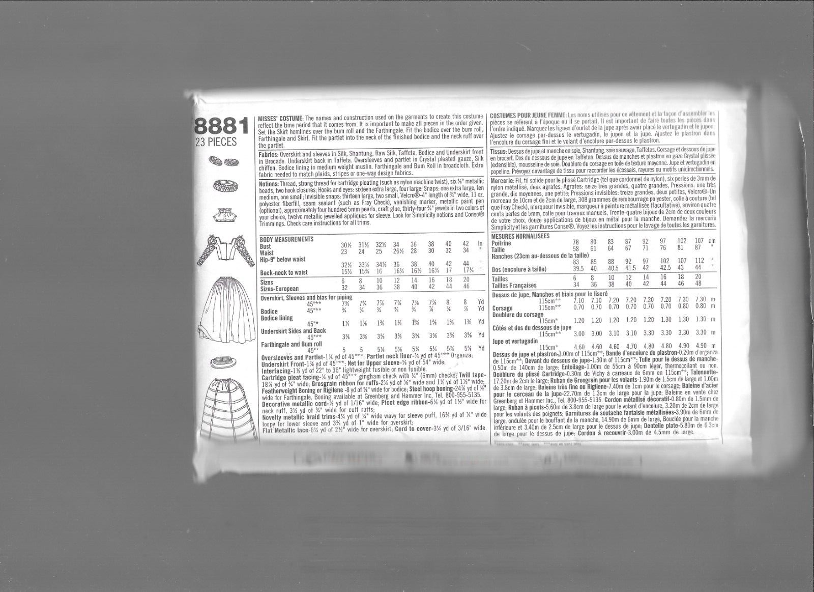 Simplicity 8881 Historical Elizabethan Costume Pattern Size RR Uncut ...