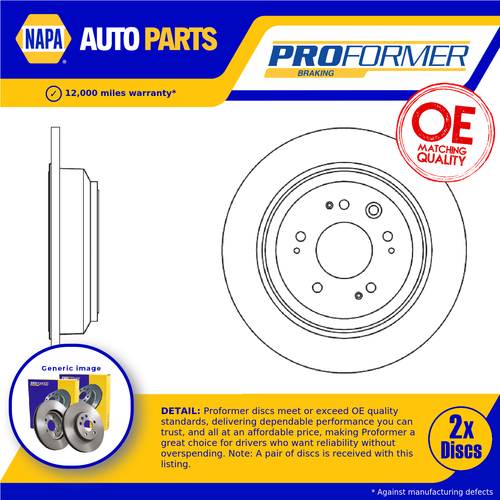 2x Brake Discs Pair Solid Rear 305mm PBD8483 Proformer Set 42510TL0G50 ...
