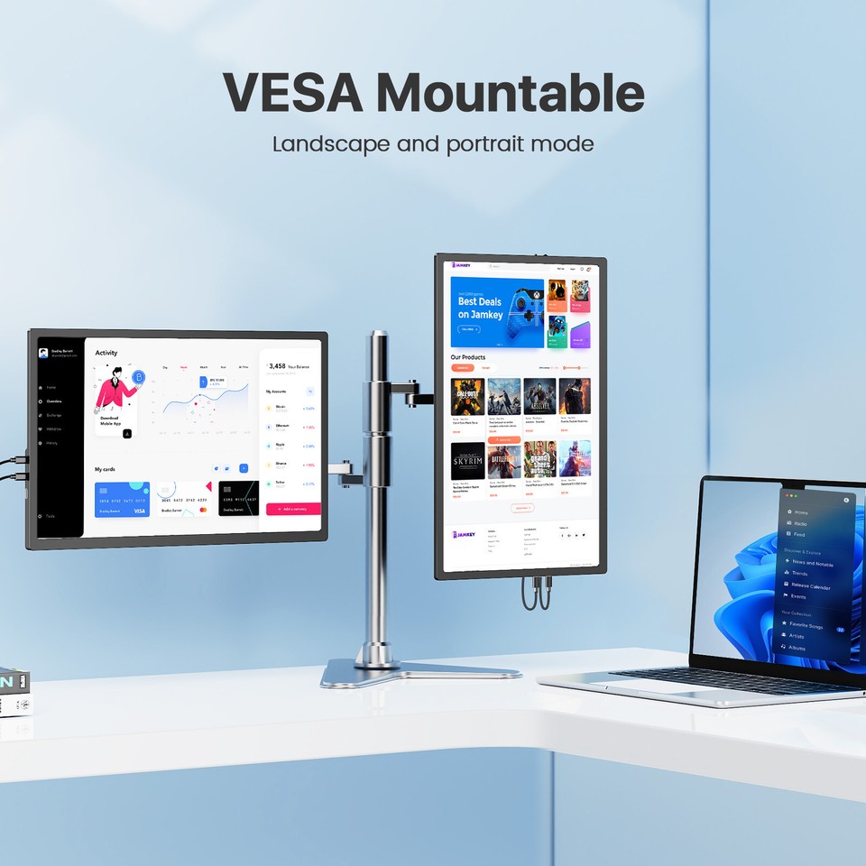 Portable Monitor 17 Inch 1920 * 1200 Full HD USB C Laptop Monitor HDMI ...