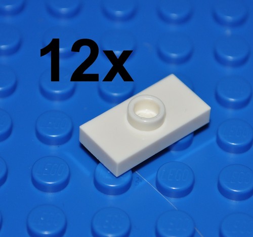 LEGO PARTS - 12X WHITE JUMPER PLATES 1X2 STUDS/TILES WITH KNOB 15573 ...
