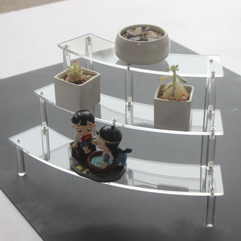Acrylic Display Stand Three Layers Removable Curve Arc Perspex Shelf ...