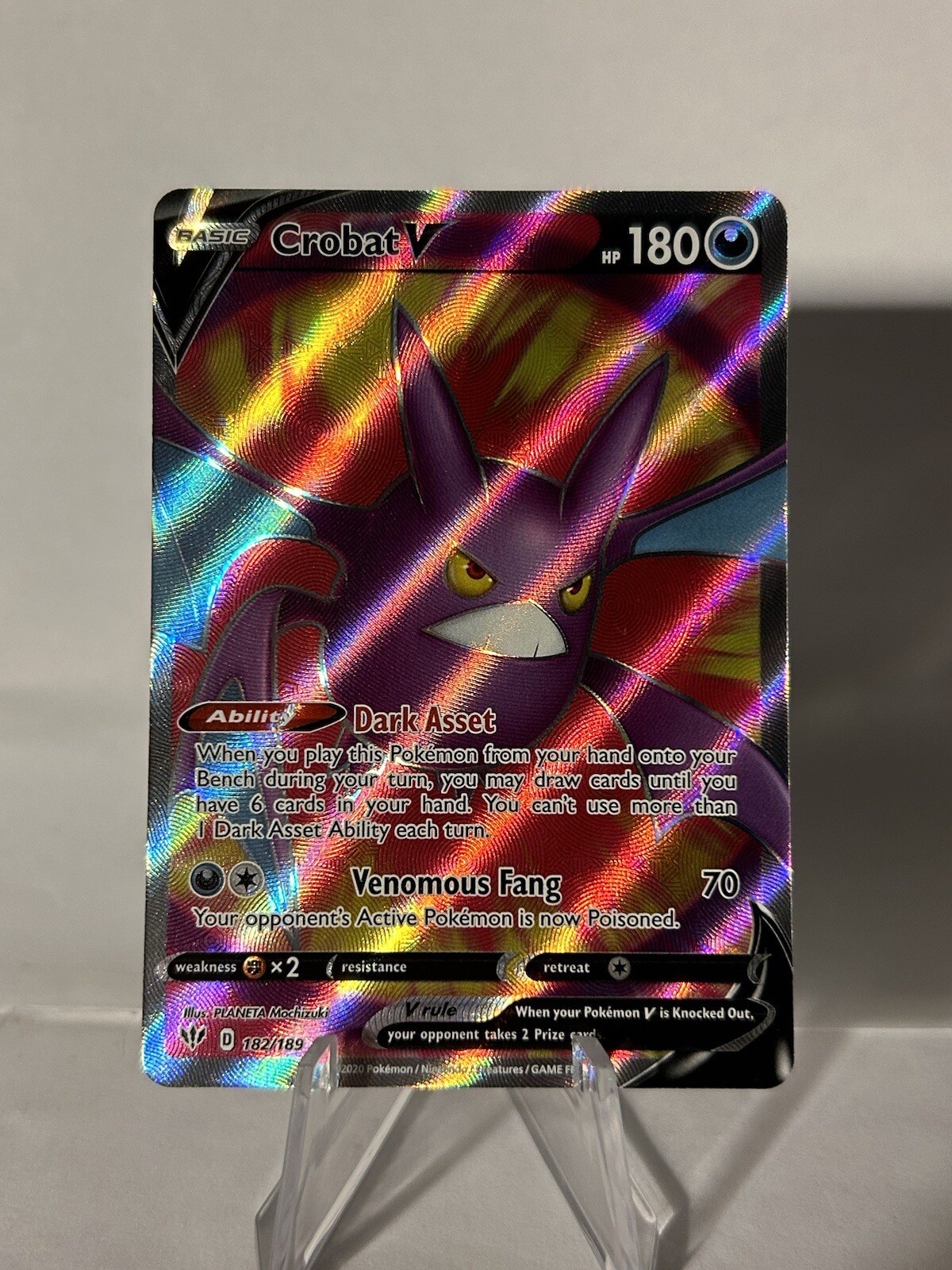 Crobat V 182/189 Holo Full Art Ultra Rare Card Pokémon Darkness Ablaze ...