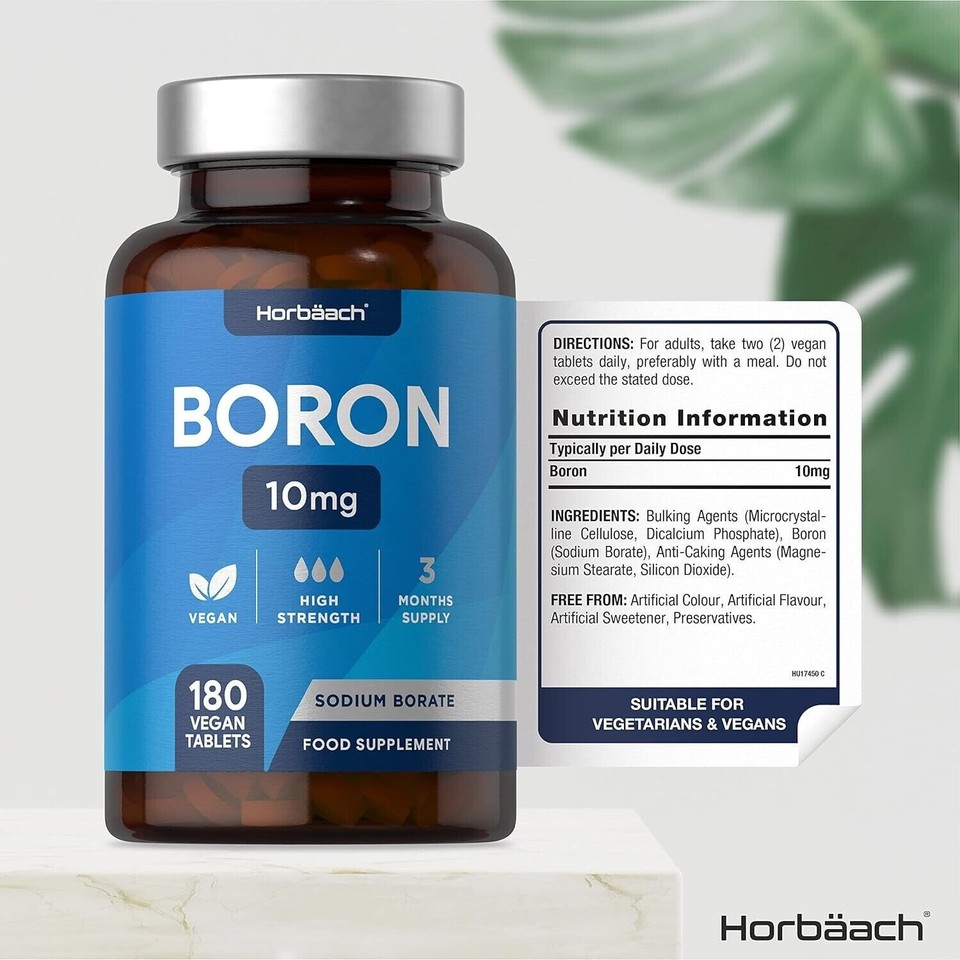 Boron 10mg Supplement | 180 Vegan Tablets | Premium | For Healthy ...