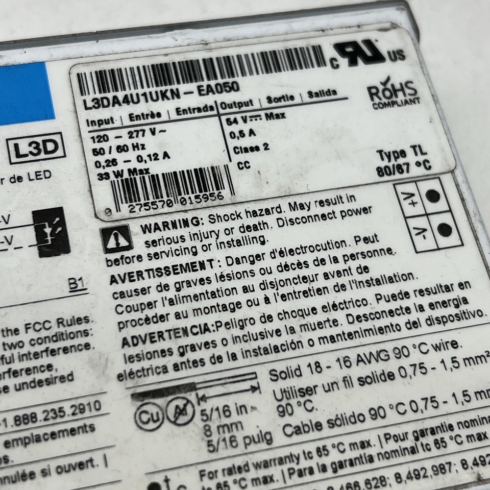 Lutron L3DA4U1UKN-EA050 Hi-Lume 1% Dimming Dimmable LED Driver 33W 0.5A ...