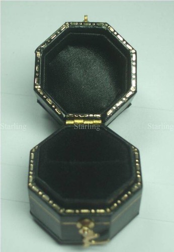 British Vintage Victorian Very Fine Small Ring Case Octagonal Black ...