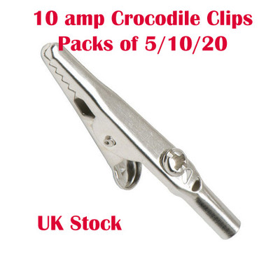 10amp Crocodile Clips for Test Leads Croc Clip Battery pack of 5, 10 or ...