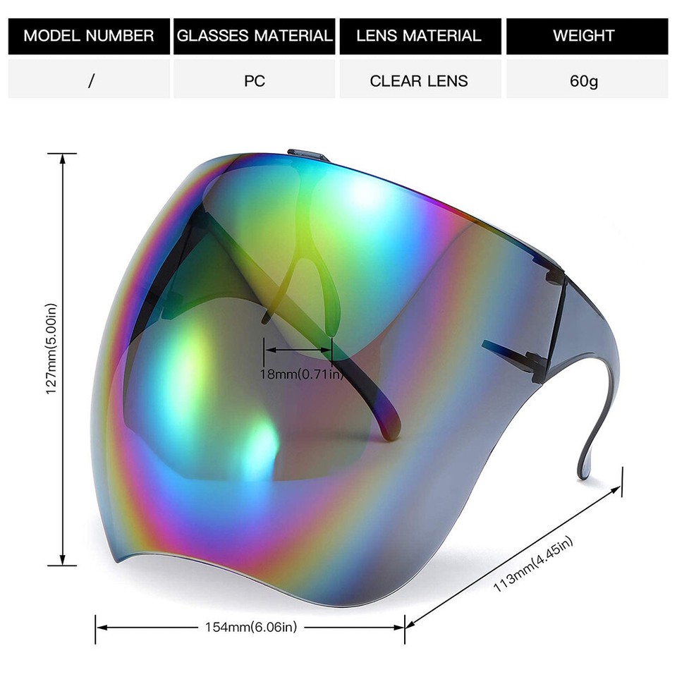 Sunglasses Polarized Large Mirror Full Face Cover Fashion Mask ...