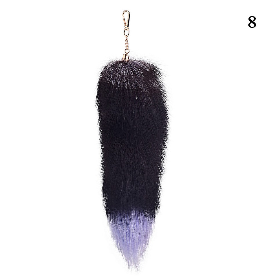 40cm Fluffy Faux Fox Fur Tail Keychain Tassel Bag Hanging Keyring ...