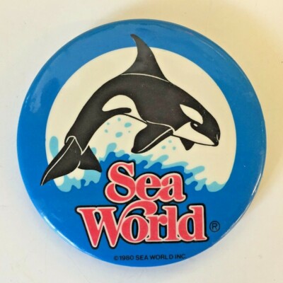 Vintage 1980 Sea World Large Button Shamu Killer Whale Theme Park ...