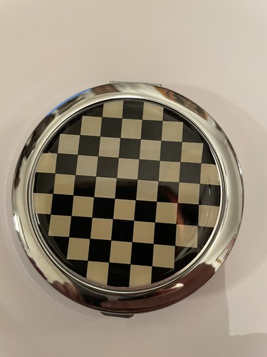 Retro Deco Black/White checkered Round Silver Mirror Compact | eBay