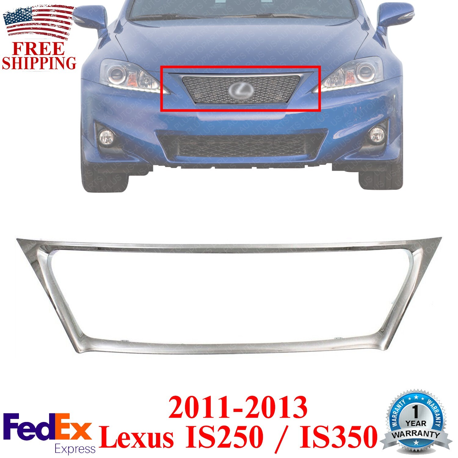 2011-2013 Lexus IS250 IS350 Front Grille Chrome Molding Trim For ...