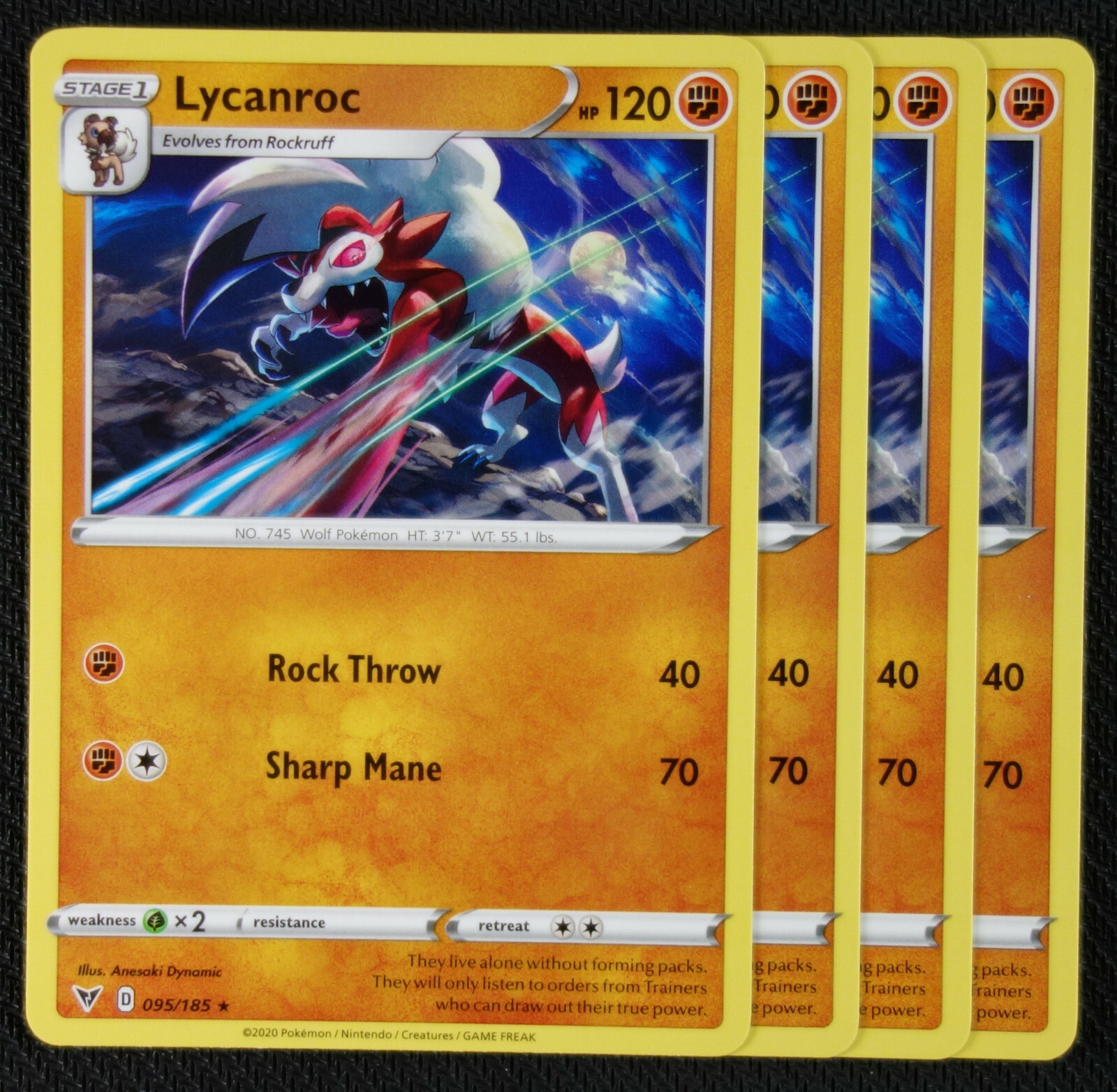 Pokemon Cards 4x Lycanroc 095/185 Playset Vivid Voltage NM/M | eBay