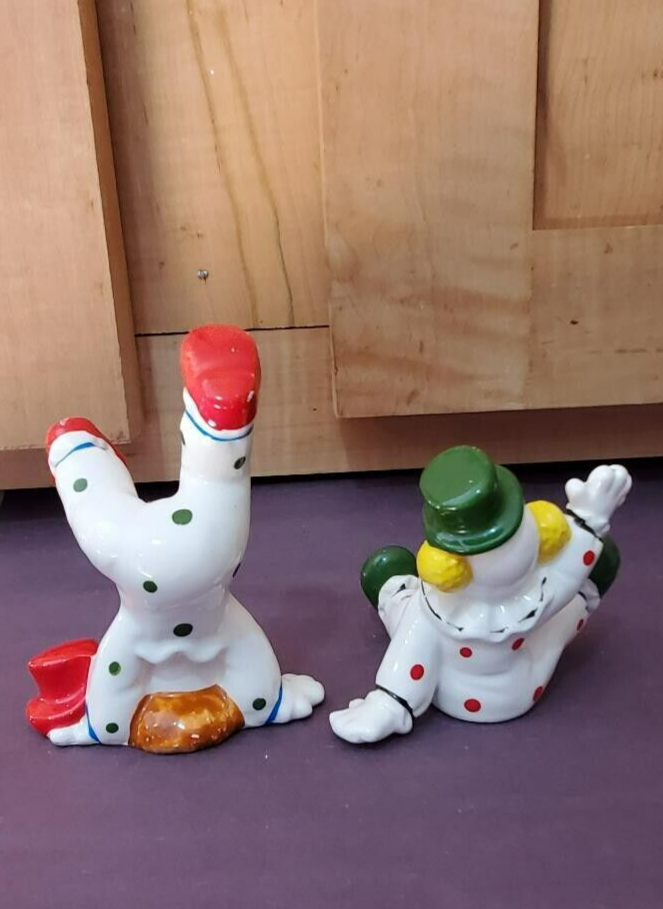 2 Vintage 1960's Ceramic Tumbling Clowns Japan - 3.5" tall - Colorful ...