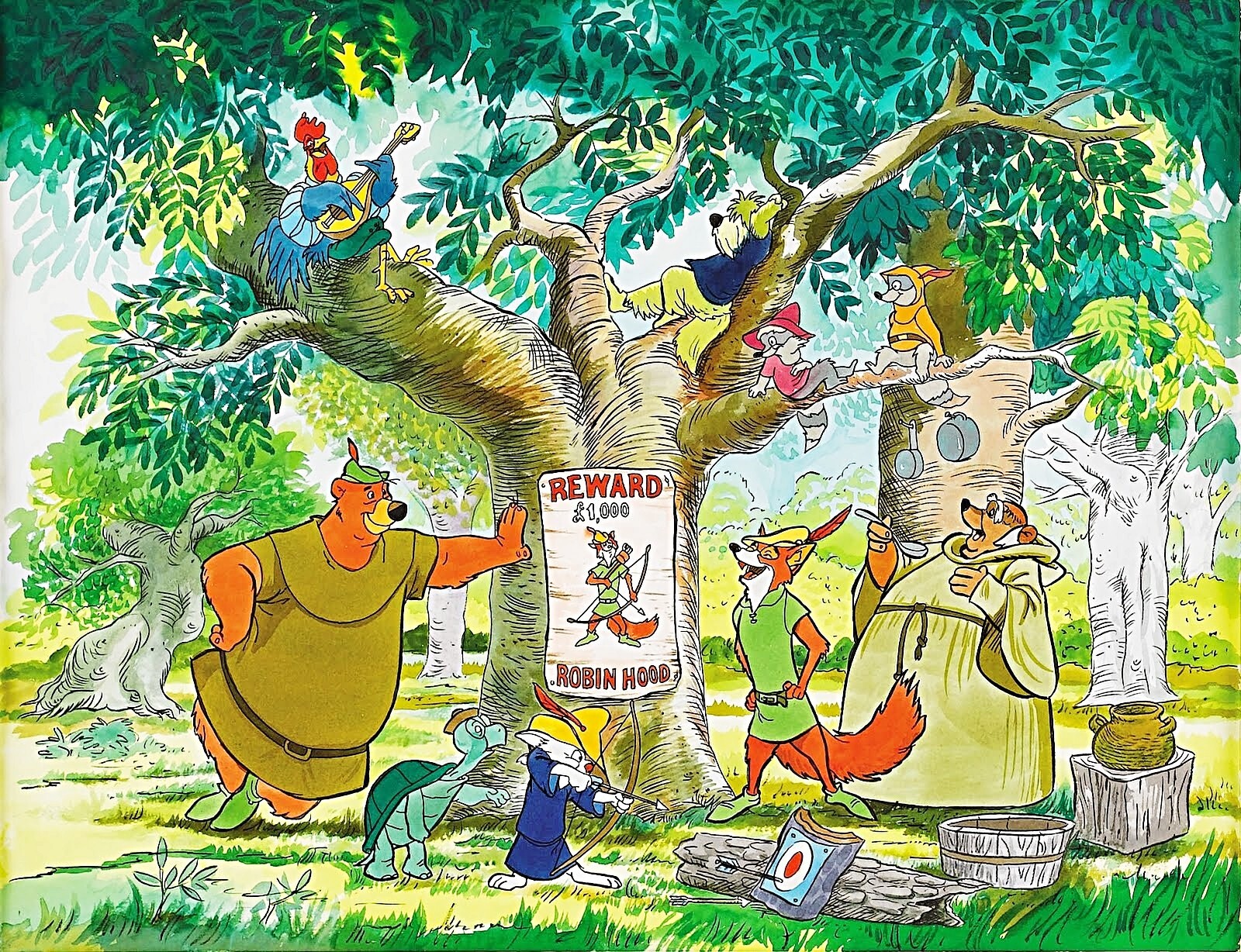 1973 Walt Disneys Robin Hood Movie Poster Print Little John Friar Tuck ...