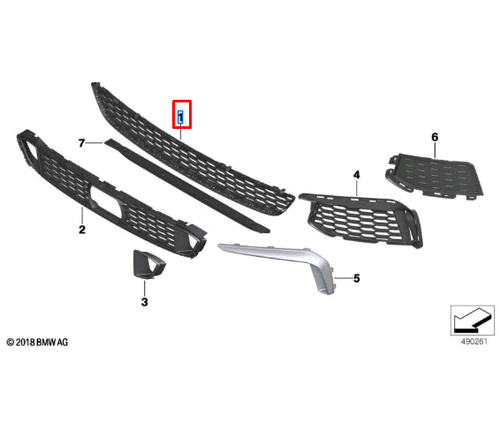 BMW M5 F90 Front Bumper Center Lower Grille 51118072979 NEW GENUINE ...
