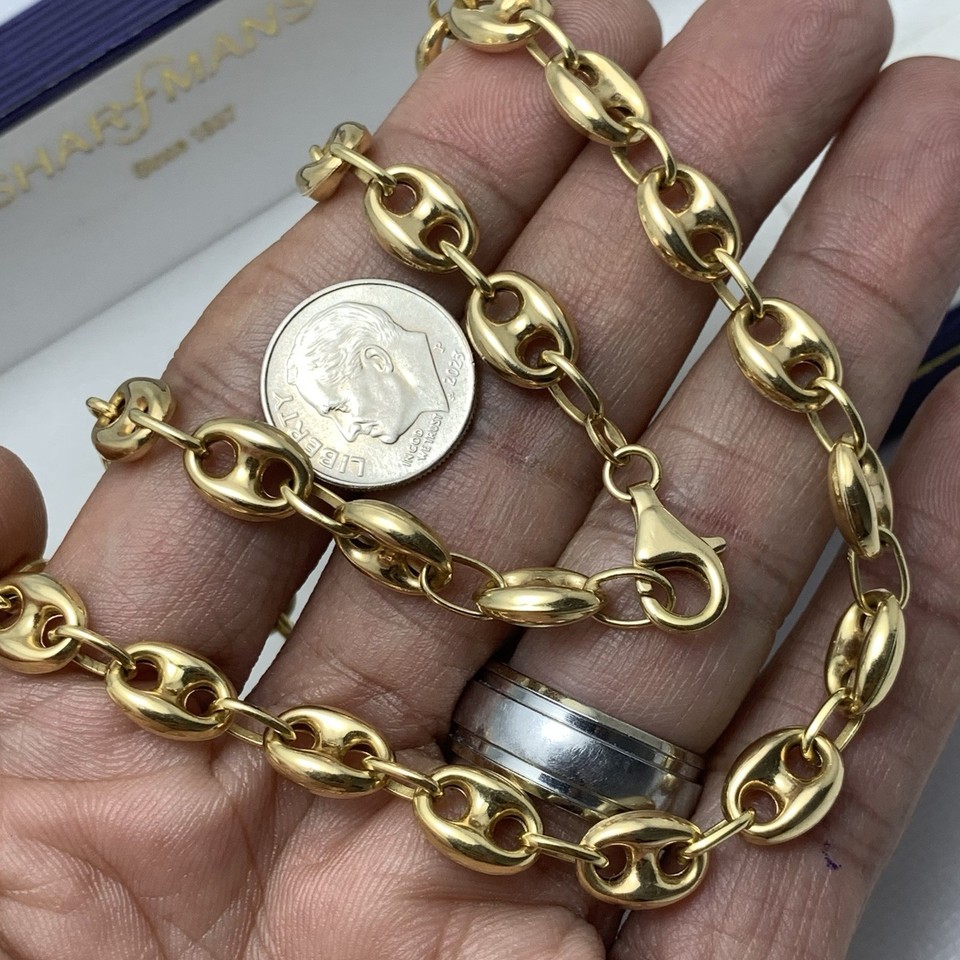 Vintage Gucci Type Puff Link 18K Yellow Gold Necklace 19 1/2”" | eBay