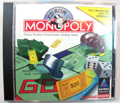 VINTAGE HASBRO MONOPOLY INTERACTIVE BOARD GAME PC CD-ROM W/MANUAL-90S ...