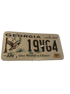 2001 Georgia License Plate 19VG4 Give Wildlife A Chance | eBay