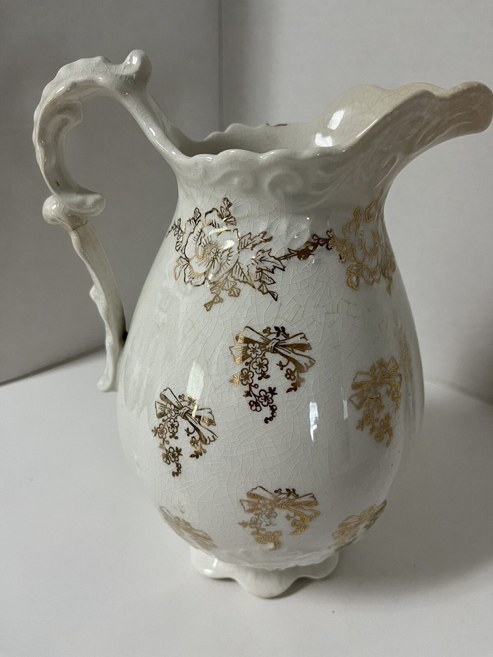 Antique Vanity Set Washbasin Pitcher Soap Dish Toothbrush Holder Homer ...