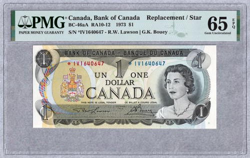1973 Canada $1 Replacement Banknote, *IV PMG UNC-65 EPQ | eBay