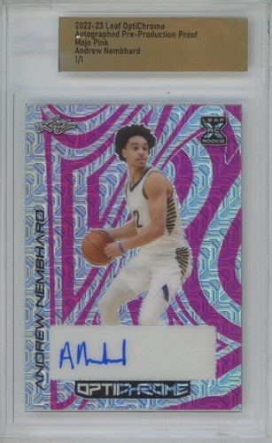 2022 Leaf OptiChrome Proof MOJO Pink Andrew Nembhard 1/1 RC Auto Rookie ...