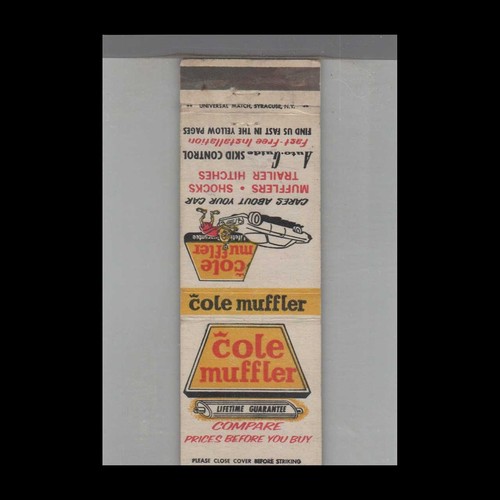 Matchbook Cover Cole Muffler Shocks & Trailer Hitches | eBay