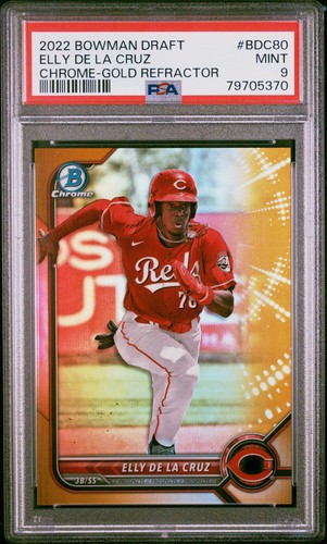 2022 BOWMAN DRAFT CHROME-GOLD REFRACTOR #BDC80 ELLY DE LA CRUZ 21/50 ...
