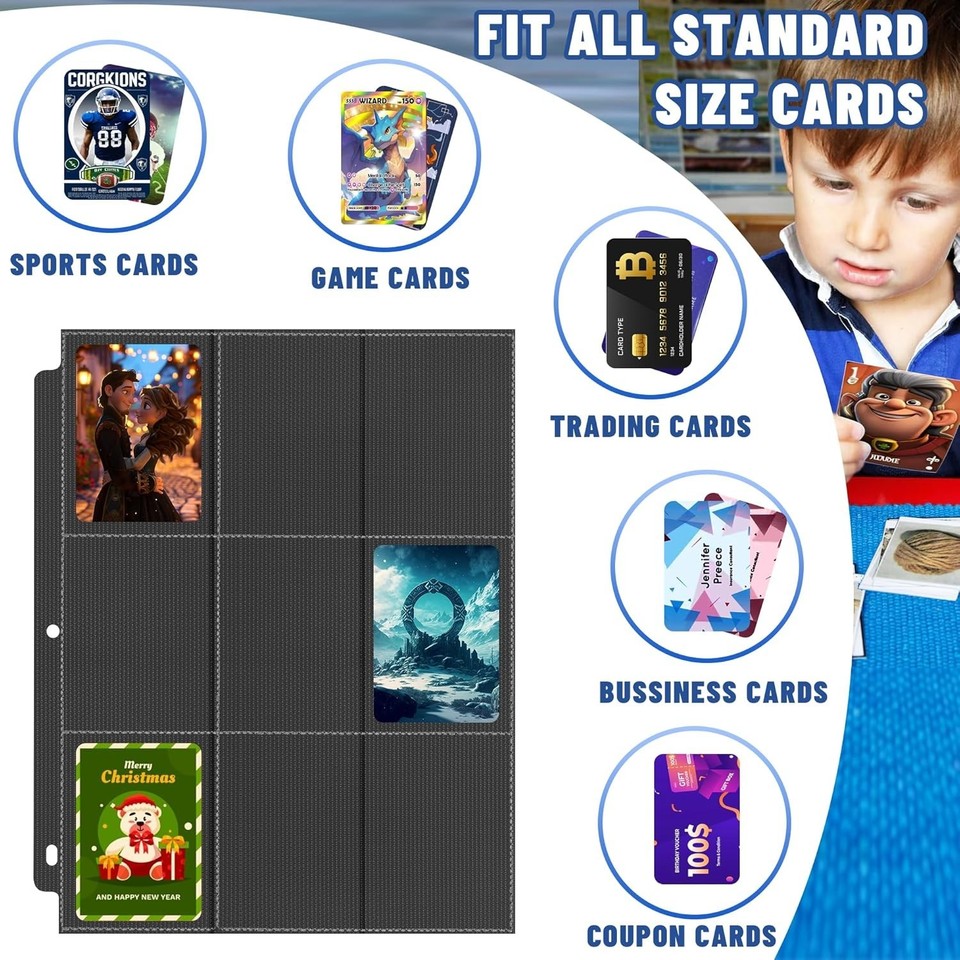 Economical 100-Pack Trading Card Sleeve Pages - High Transparency ...