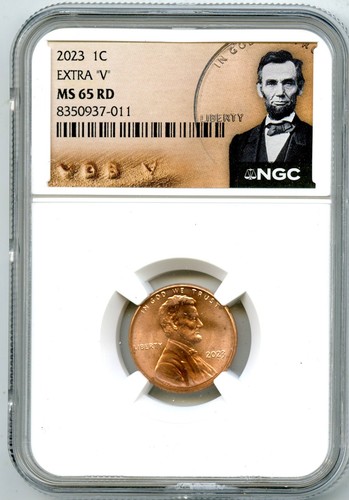 2023 EXTRA ' V ' LINCOLN ERROR CENT SHIELD PENNY NGC MS65 RD SPECIAL ...