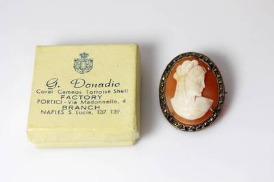 Beautiful Vtg Naples Italy Shell Cameo w/Marcasite 800 Silver Pin ...