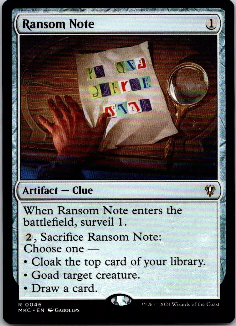 Magic the Gathering Ransom Note 046 Murders at Karlov Manor Commander ...