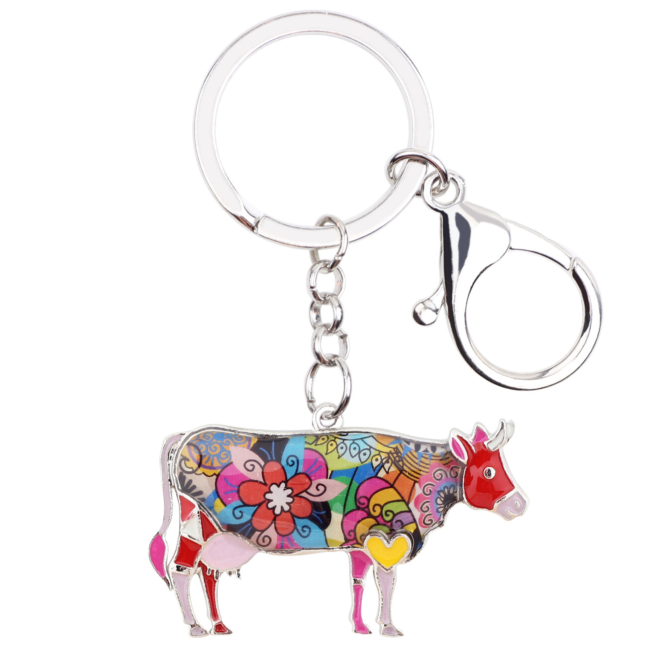 Enamel Alloy Cattle Keychains Bull Car Key Ring Charms Farm Animals ...