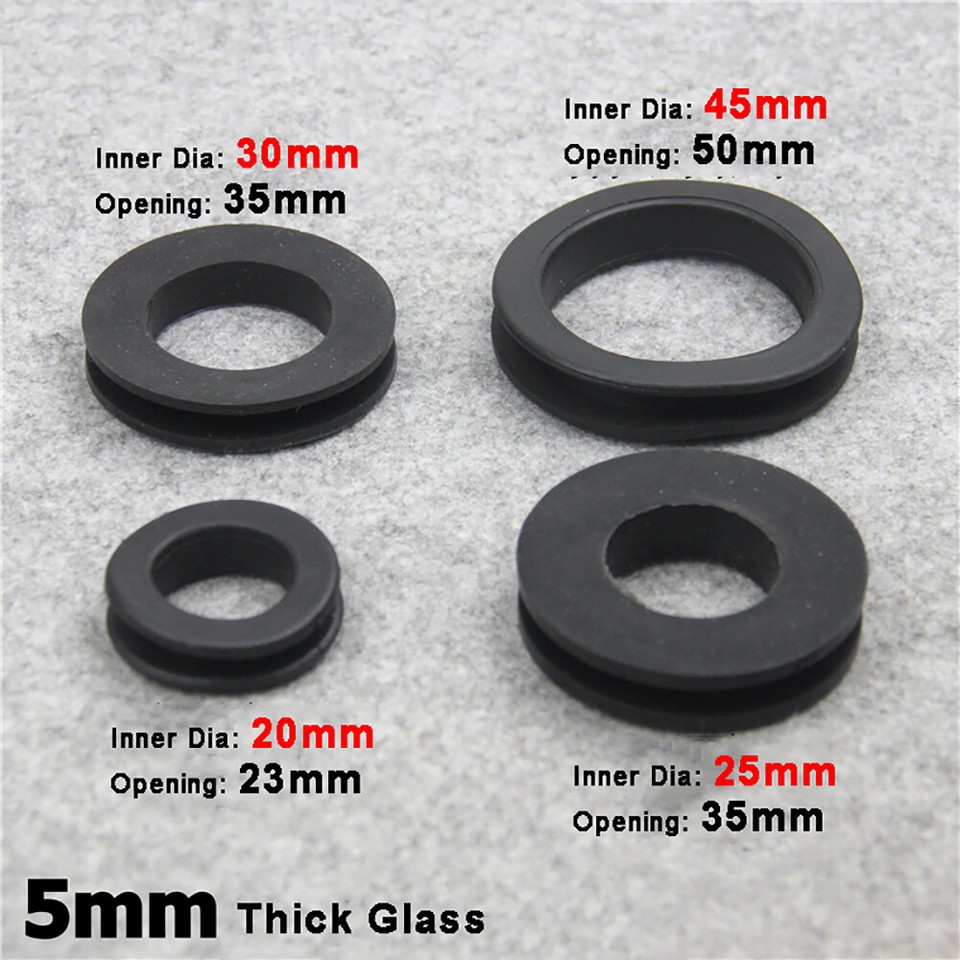 Wiring / Tube Grommets for 5mm Thick Glass, Rubber Grommet Open, sie ...
