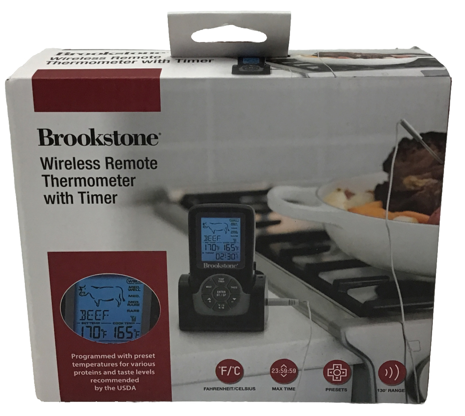 Brookstone+Wireless+Remote+Cooking+Thermometer+Probe+with+Timer+BS201 ...