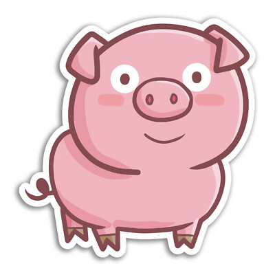 2 x 10cm Cute Pink Pig Vinyl Stickers - Piglet Fun Sticker Laptop ...