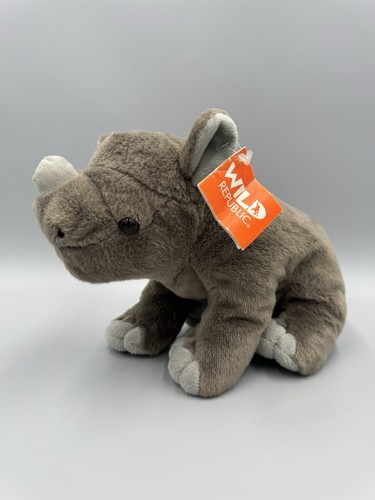 Wild Republic Rhino Rhinoceros Baby Gray Realistic Plush 10” Stuffed ...