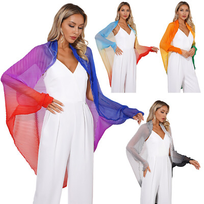 Womens Cardigan Long Sleeve Shawl Wraps Colorful Dancewear Shrugs ...