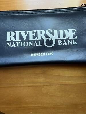 RIVERSIDE BANK VINYL ZIPPERED MONEY BAG ADVERTISING NEW OLD STOCK | eBay