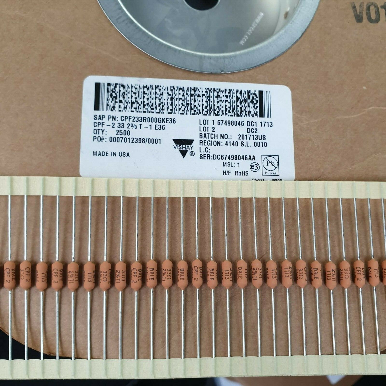 100pcs NEW VISHAY DALE CPF-2 33R 2W 2% LOW NOISE RESISTORS AUDIO ...