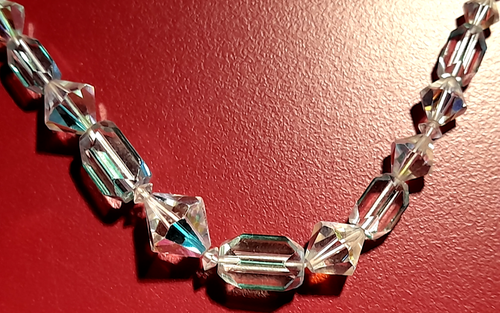 ART DECO CLEAR CRYSTAL NECKLACE FACETED DIAMOND & CYLINDER SHAPE #vv | eBay