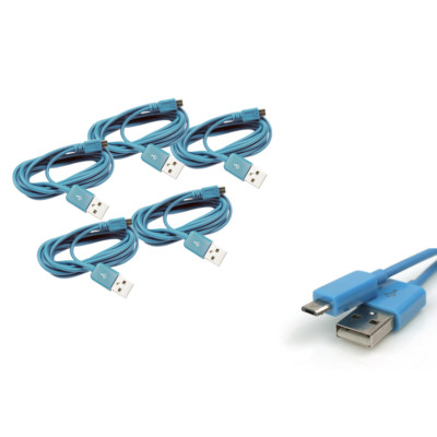 5X 3FT MICRO USB DATA SYNC CHARGER CABLE AQUA BLUE DROID RAZR HTC EVO ...