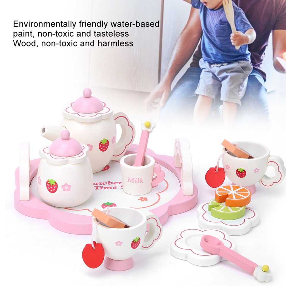 (Pink Tea Set) Teaware Toy Tasteless Non Toxic Educational Toy Role ...