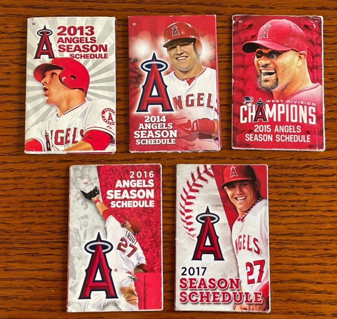 5 Angels Baseball Pocket Schedules 2013, 2014, 2015, 2016 & 2017 TROUT ...