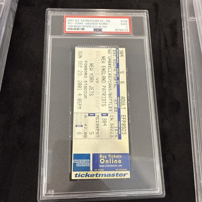 Tom Brady 1st Appearance Ticket Stub Jets Patriots 9/23/01 PSA 2 ...