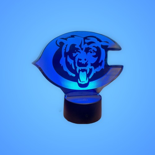 3D LED Night Light Chicago Bears Nite/Desk Lamp. 15 Color Remote ...