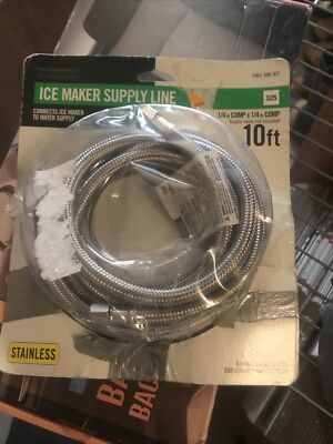 (1) NEW Everbilt 1/4 in. COMP x 10 ft. Stainless Steel Ice Maker Supply ...